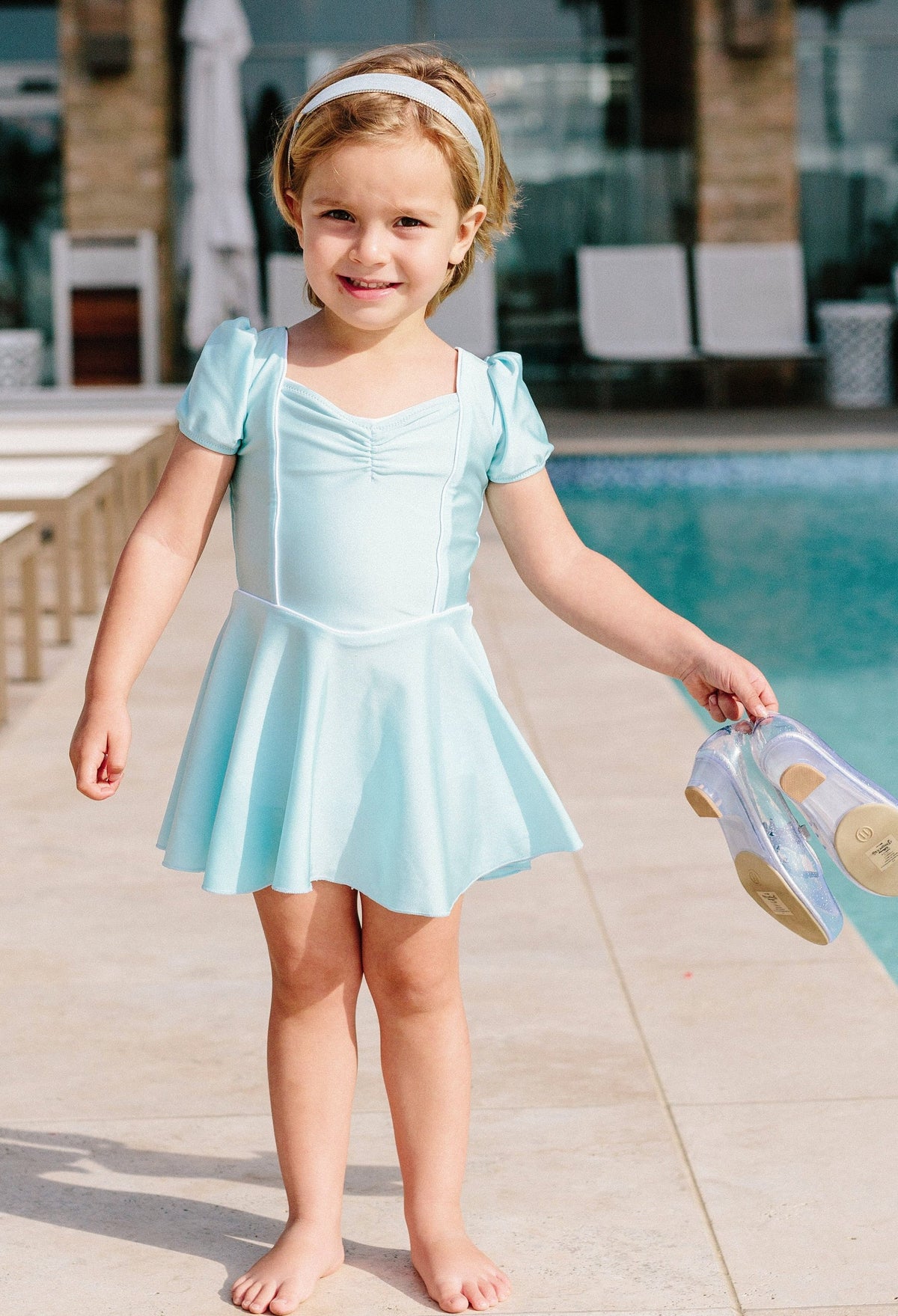 princess swim dress in blue - REY SWIMWEAR