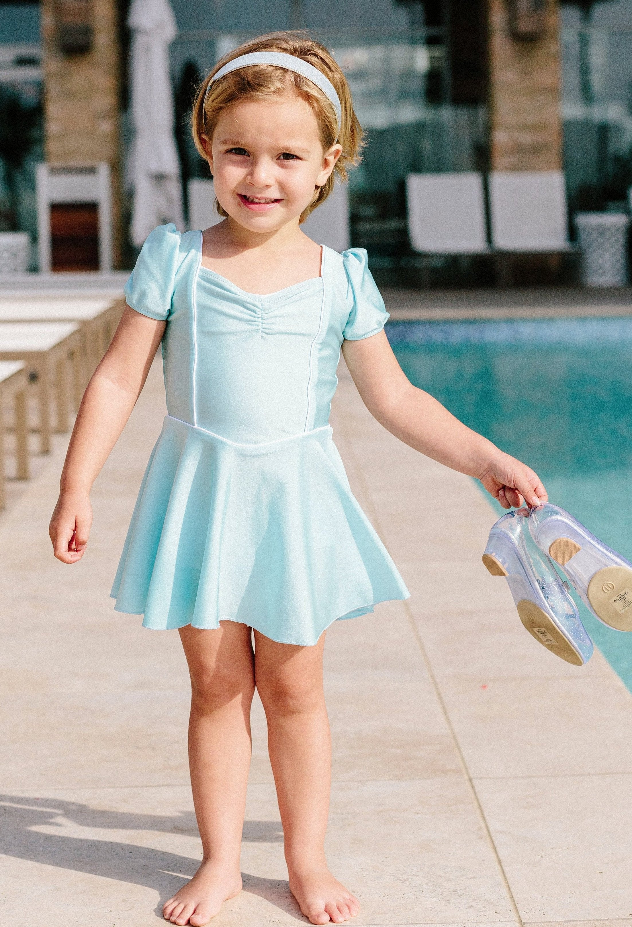 princess swim dress in blue - REY SWIMWEAR